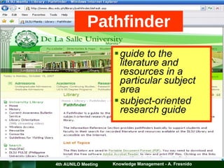 Knowledge Management: the De La Salle University-Manila Library’s ...