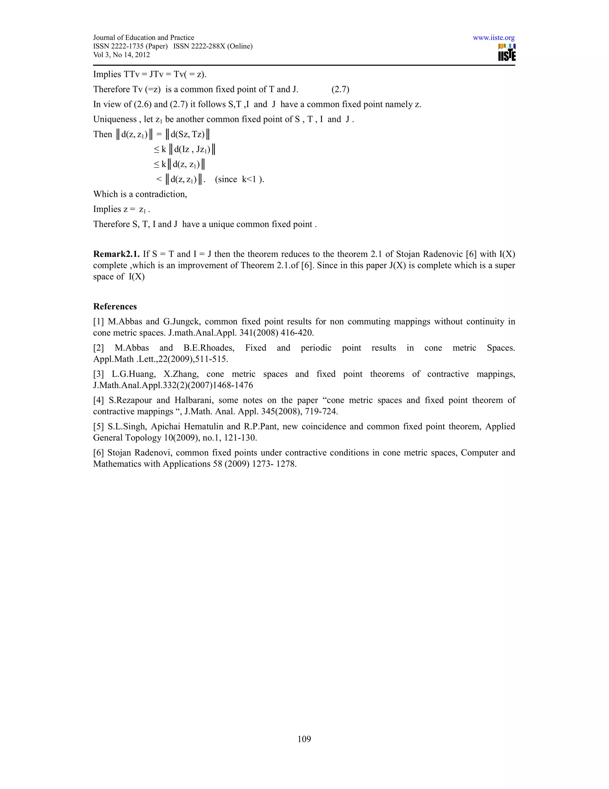 A Unique Common Fixed Point Theorem For Four Pdf