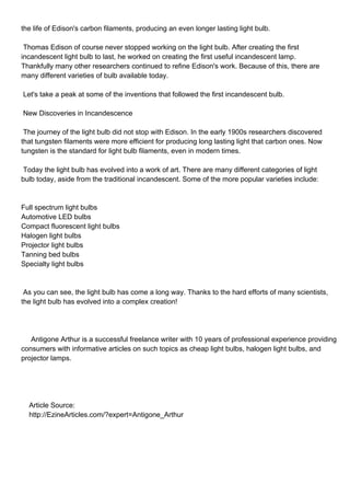 A Unique History of the Light Bulb | PDF