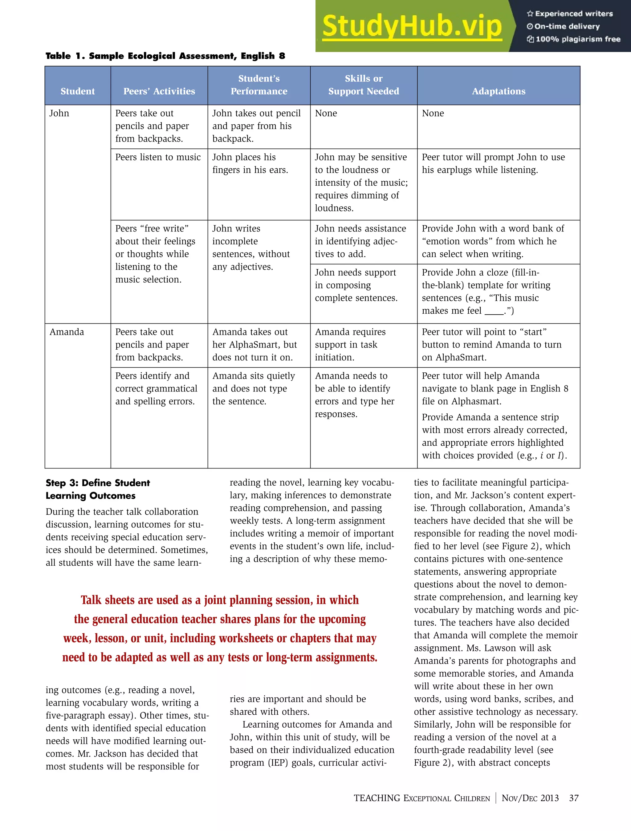 A Unit-Based Approach To Adaptations In Inclusive Classrooms | PDF