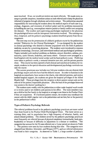 A University-Based Predoctoral Practicum In Pediatric Psychology | PDF