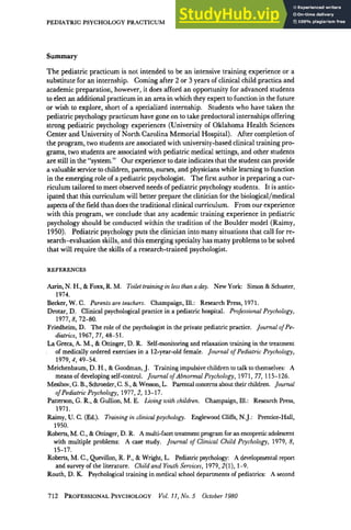 A University-Based Predoctoral Practicum In Pediatric Psychology | PDF