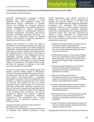 A University Business School As An Entrepreneurial Ecosystem Hub | PDF