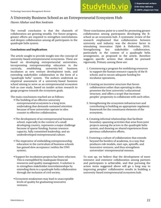 A University Business School As An Entrepreneurial Ecosystem Hub | PDF