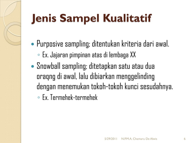 Sampel buat Penelitian Kualitatif | PDF