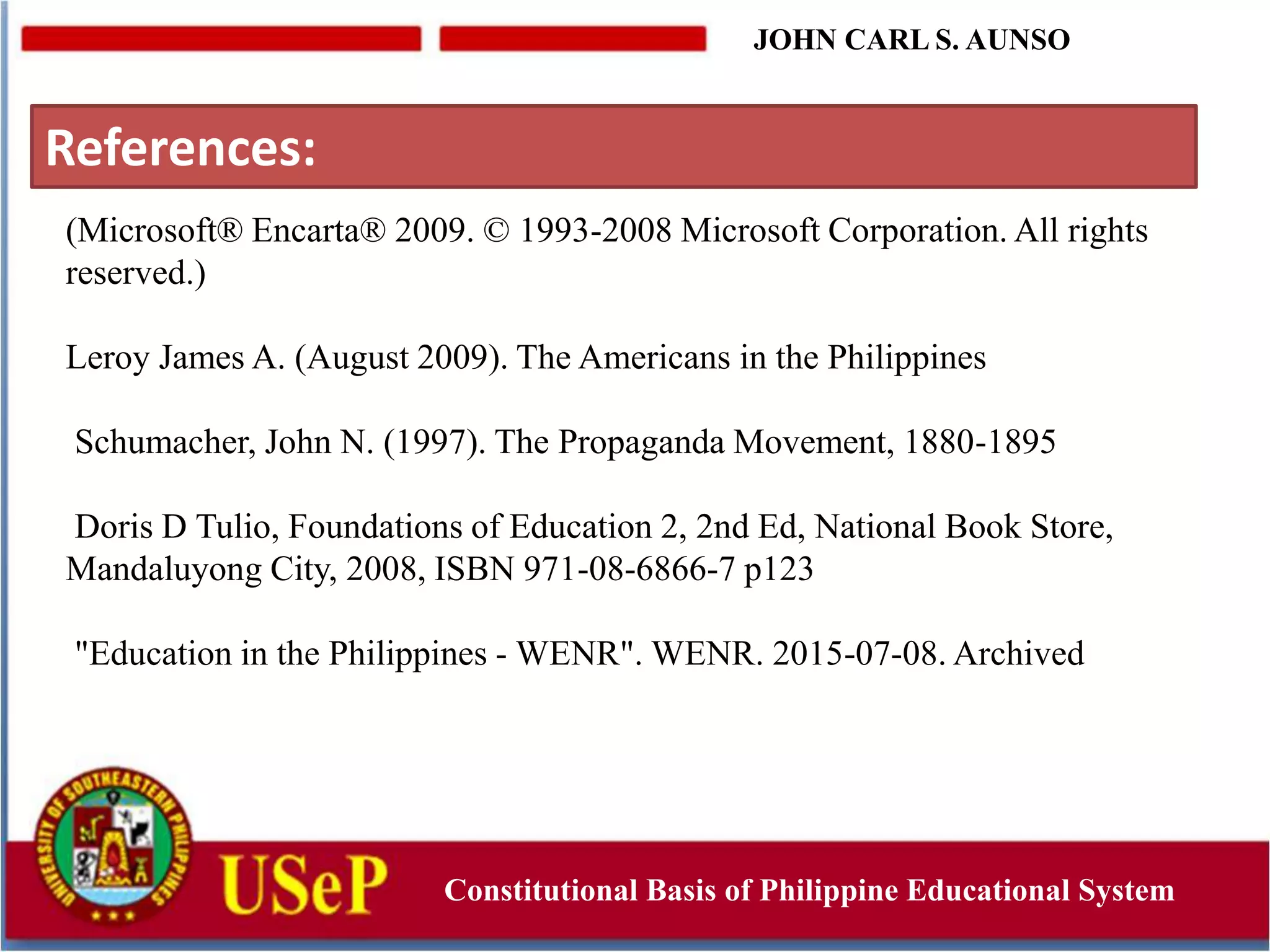 Constitutional Basis of Philippine Educational System | PPTX