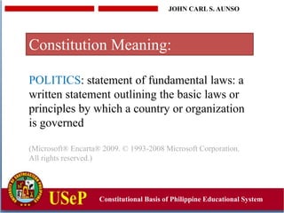 Constitutional Basis of Philippine Educational System | PPTX