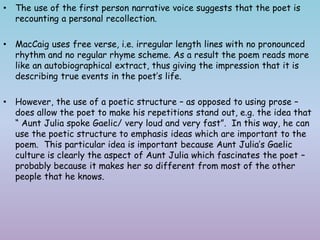 Notes on the Poem Aunt Julia by Norman McCaig | PDF