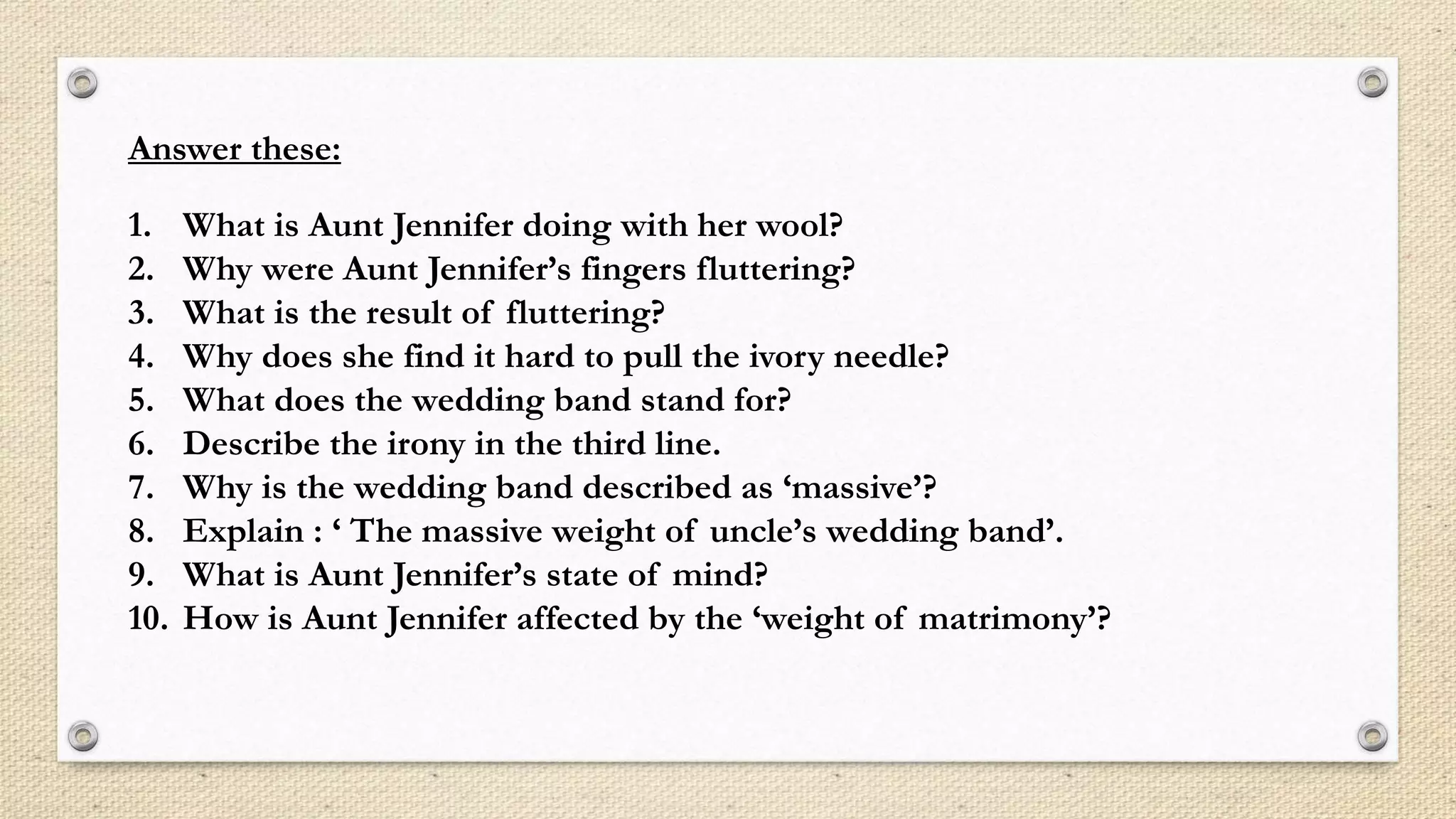 Aunt jennifer's tigers | PPTX