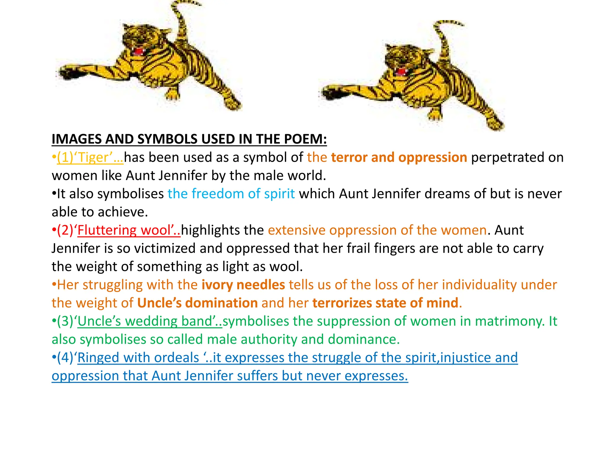 AUNT JENNIFER_S TIGERS PPT.pdf class 12 flamingo poem | PDF
