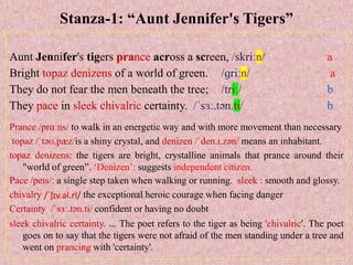 Aunt Jennifer's Tiger | PPT