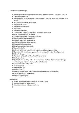 Aunt minnie’s gastrointestinal radiology | DOCX