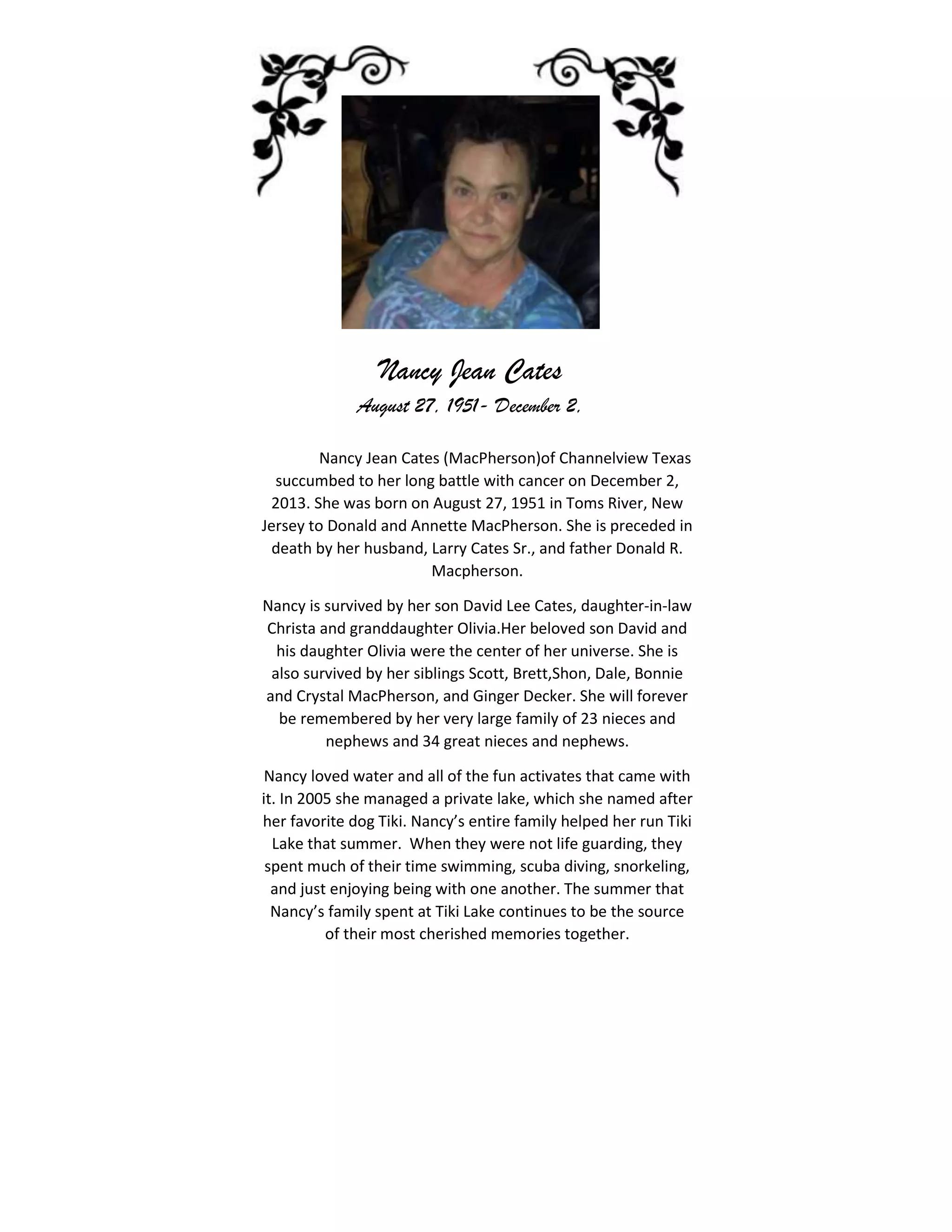 Nancy Jean Cates | DOCX | Celebrity Families | Pop Culture