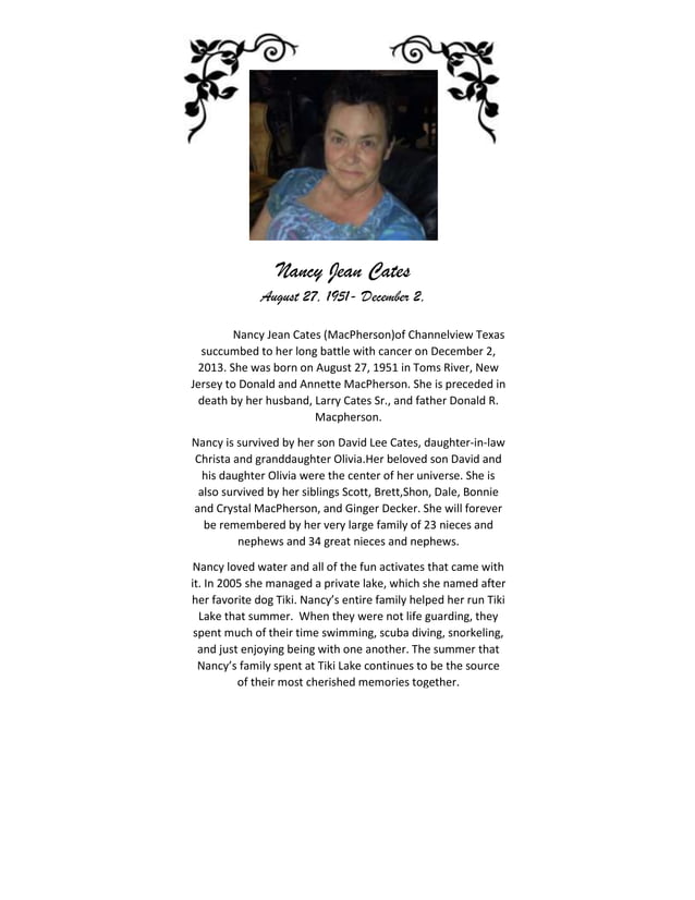 Nancy Jean Cates | DOCX | Celebrity Families | Pop Culture