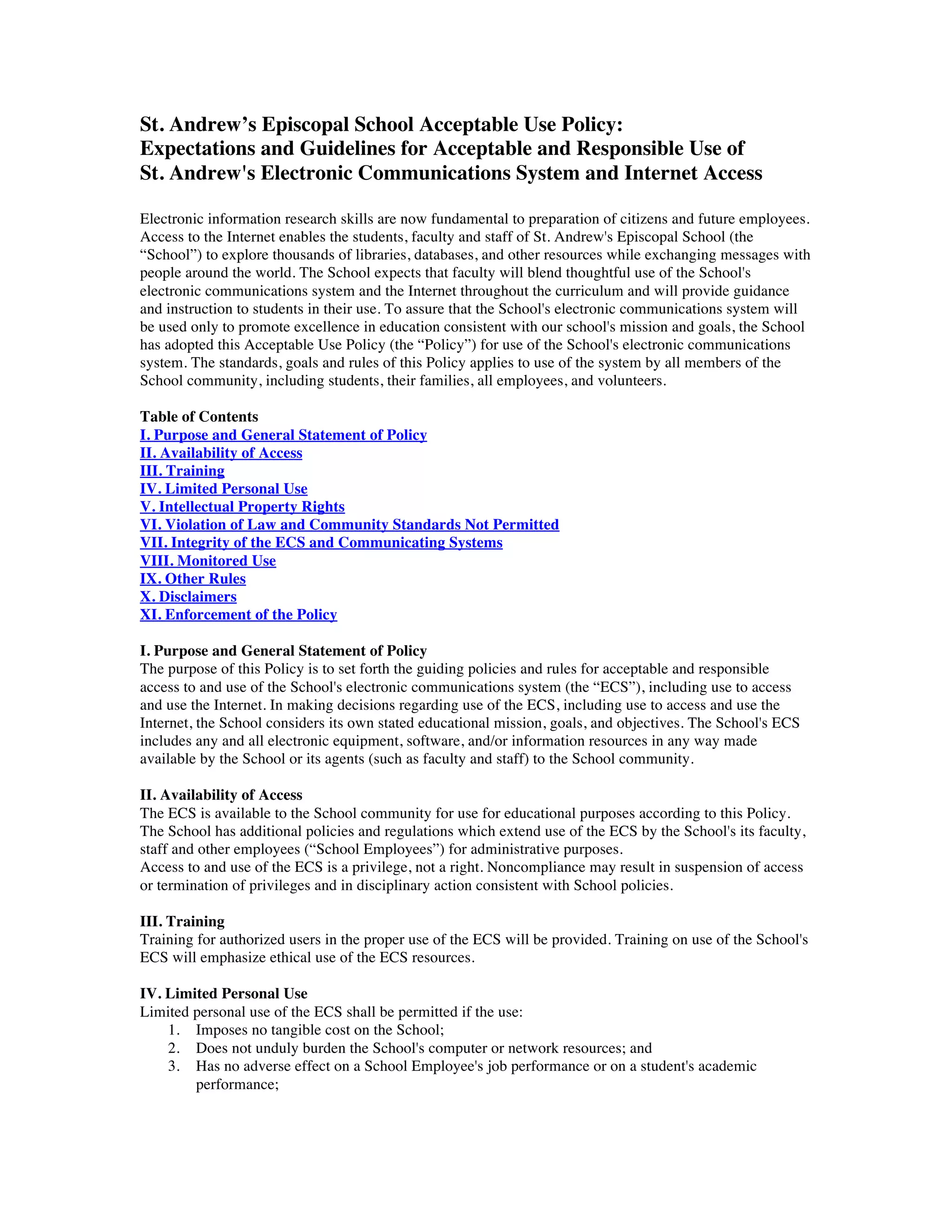 Computer Acceptable Use Policy | PDF