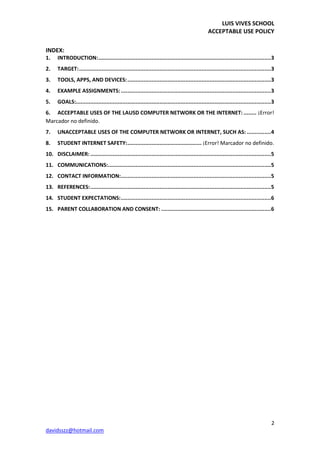 Aup david.sayago | PDF | Internet Safety | Parenting