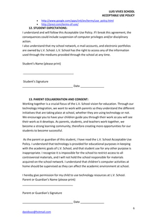 Aup david.sayago | PDF | Internet Safety | Parenting