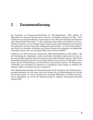 Implementing the Auphonic Web Application Programming Interface | PDF