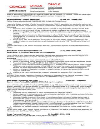 Aurangzaib plsql resume31april2010 | PDF
