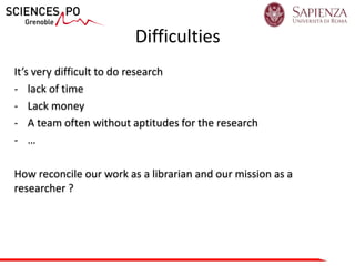 Sciences Po Grenoble library and Research, France | PPT