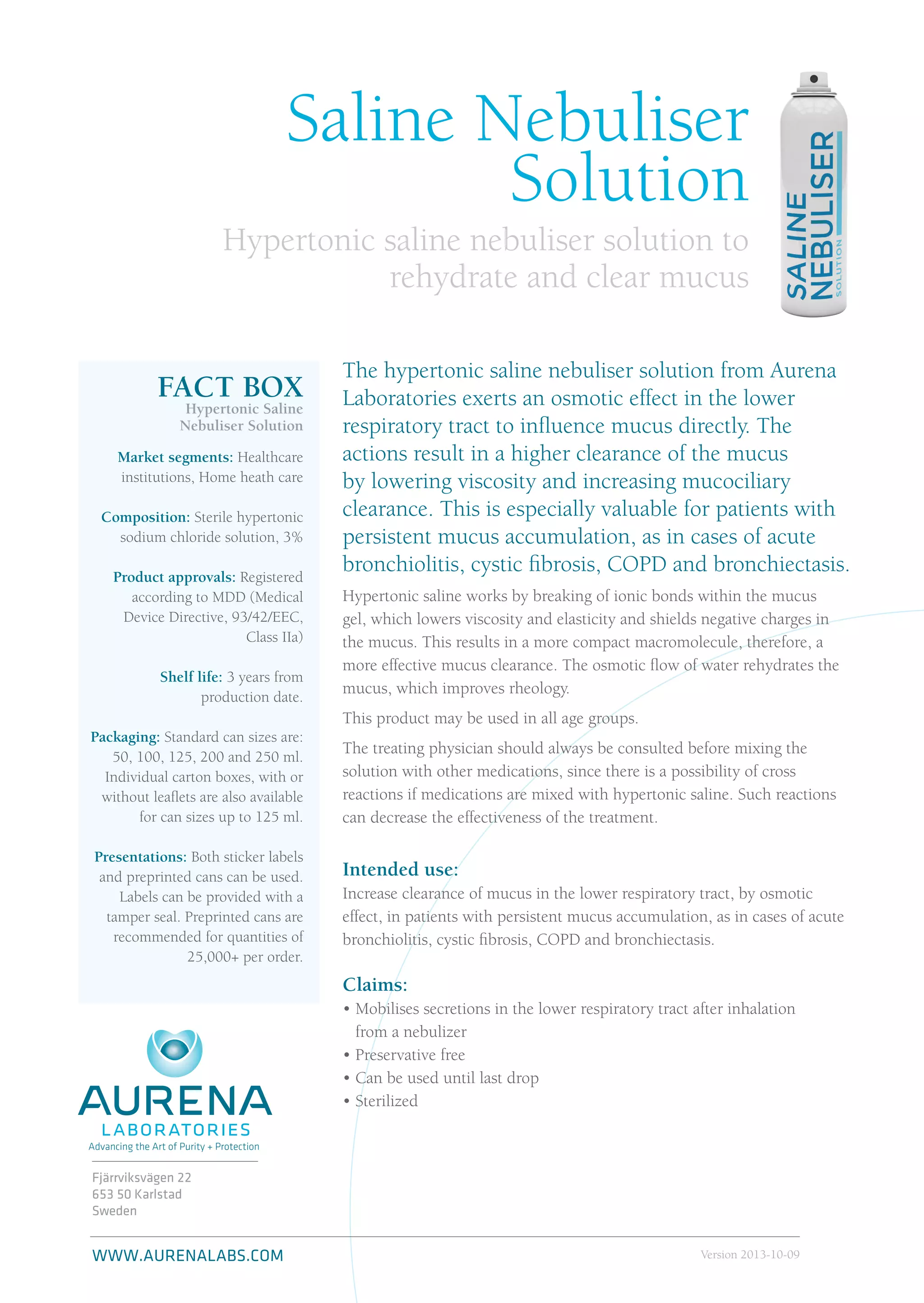 Aurena Labs | Saline Nebuliser Solution | PDF