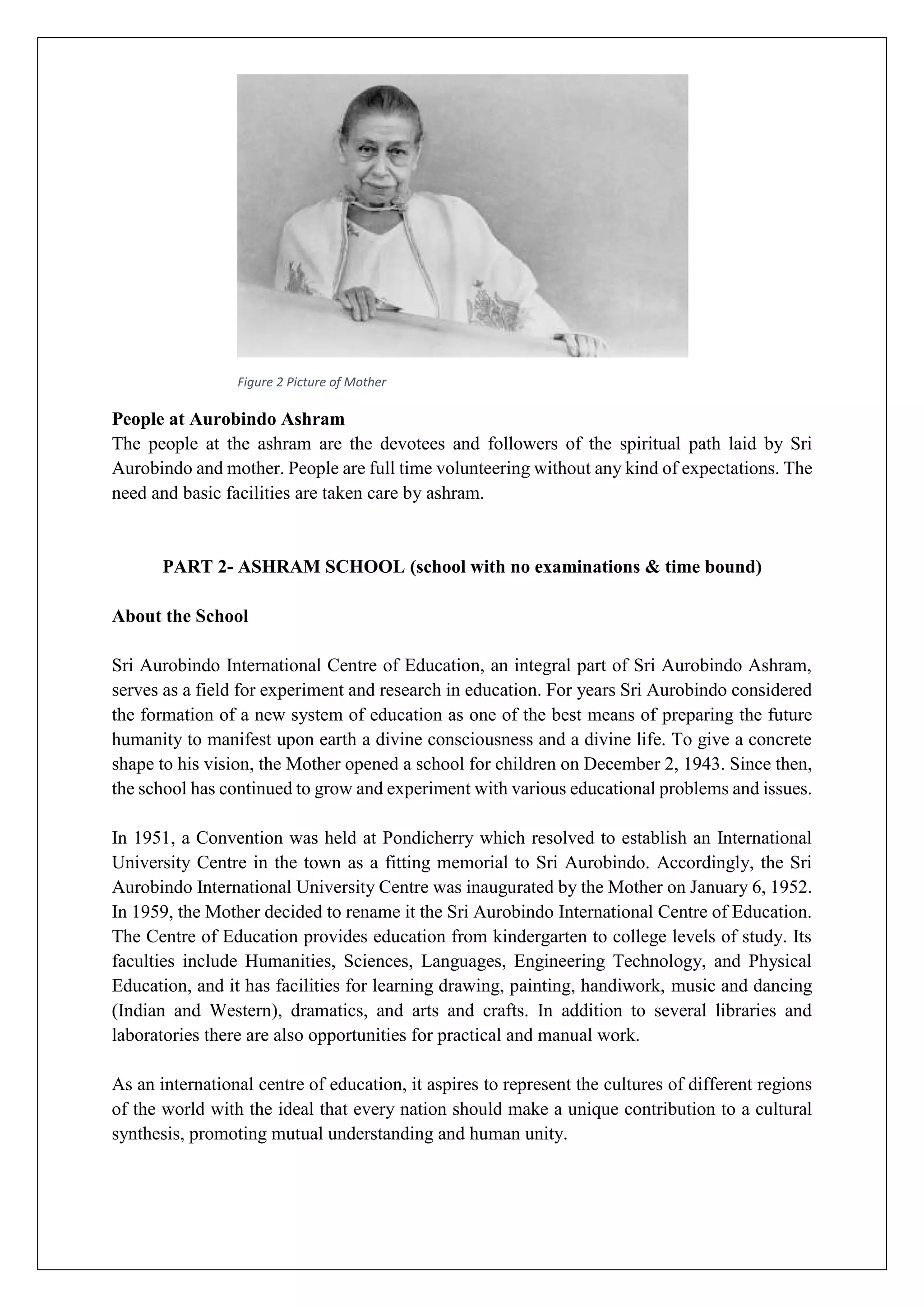 Aurobindo ashram visit report | PDF