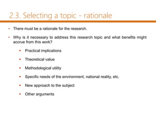 Topic: How to carry out a research project? | PPT