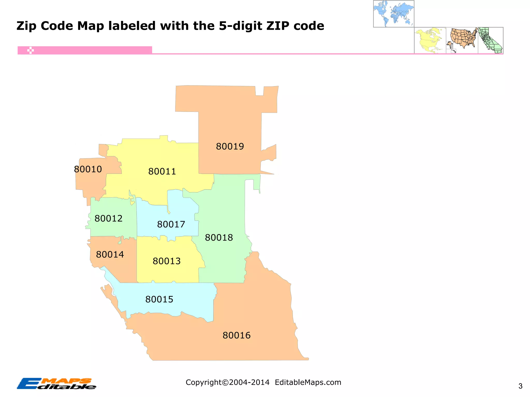Aurora zip code map,Aurora editable map, Aurora Powerpoint map | PPT