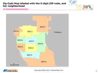 Aurora zip code map,Aurora editable map, Aurora Powerpoint map | PPT