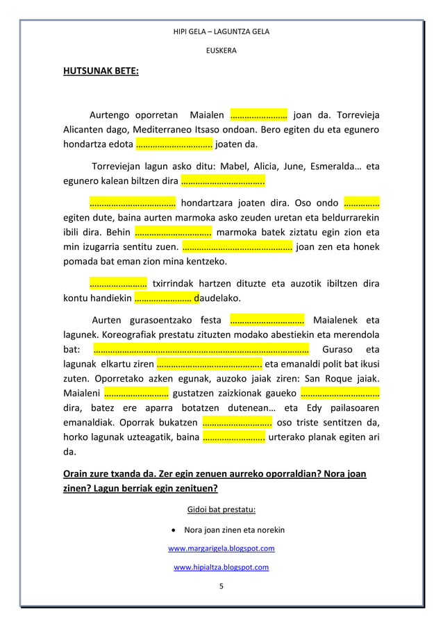 Aurtengo oporretan MaialenTorreviejara joan da | PDF