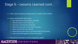 The Six Stages of Incident Response - Auscert 2016 | PPTX