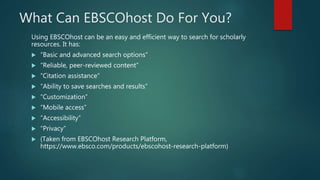 A users guide to ebscohost | PPTX