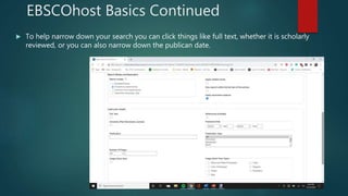 A users guide to ebscohost | PPTX