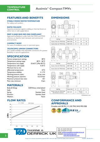 Ausimix Thermostatic Mixing Valve TMV2 & TMV3 - Spec Sheet | PDF