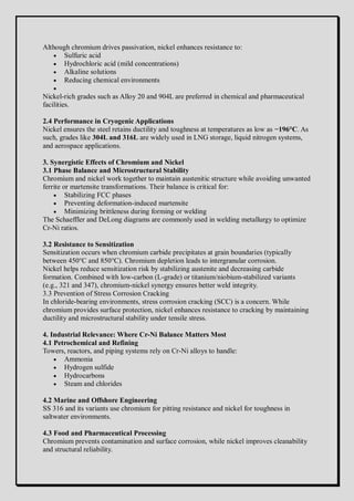 Role of Chromium and Nickel in Austenitic Stainless Steel Performance | PDF