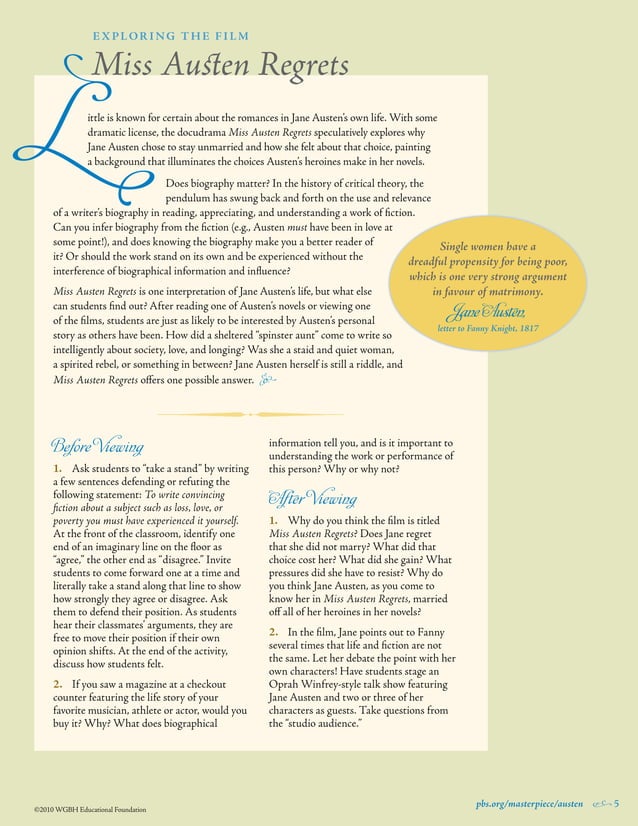 Teacher's guide - Jane Austen | PDF