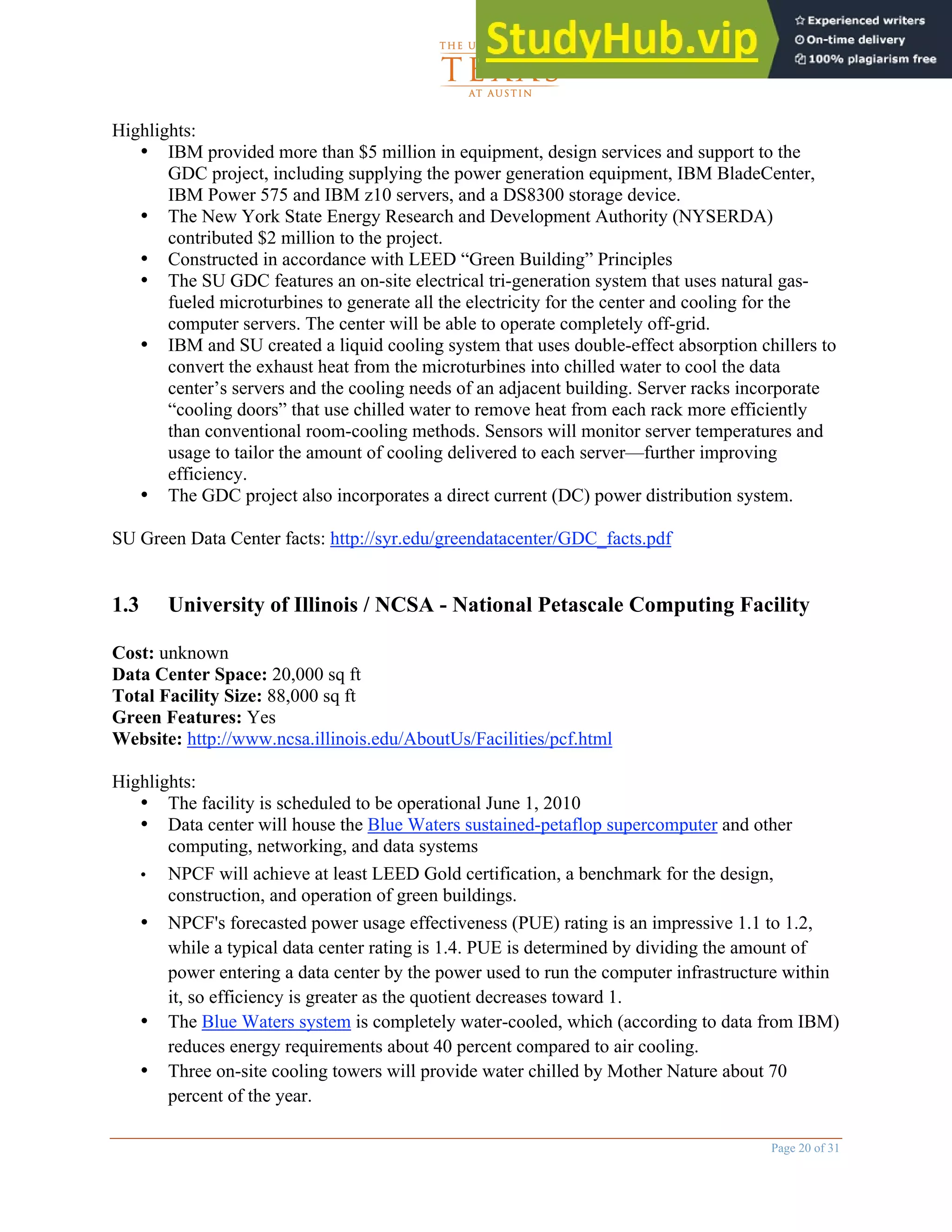 Austin Data Center Project Feasibility Study TACC SECO Final ...