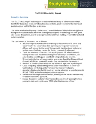 Austin Data Center Project Feasibility Study TACC SECO Final ...