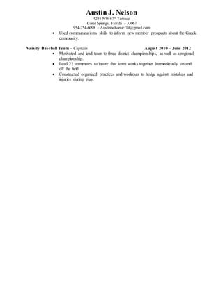 Austin nelson resume 2015 | DOCX