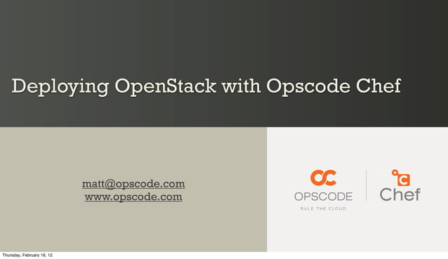 Austin OpenStack Meetup: Chef and OpenStack | PPT