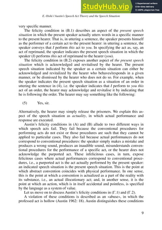 Austin S Speech Act Theory And The Speech Situation | PDF