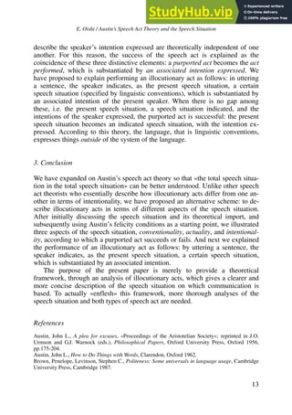 Austin S Speech Act Theory And The Speech Situation | PDF