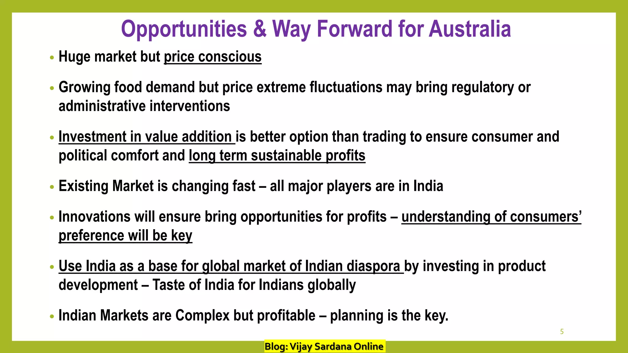 Keynote address at Australia-India Food Dialogue | PPT