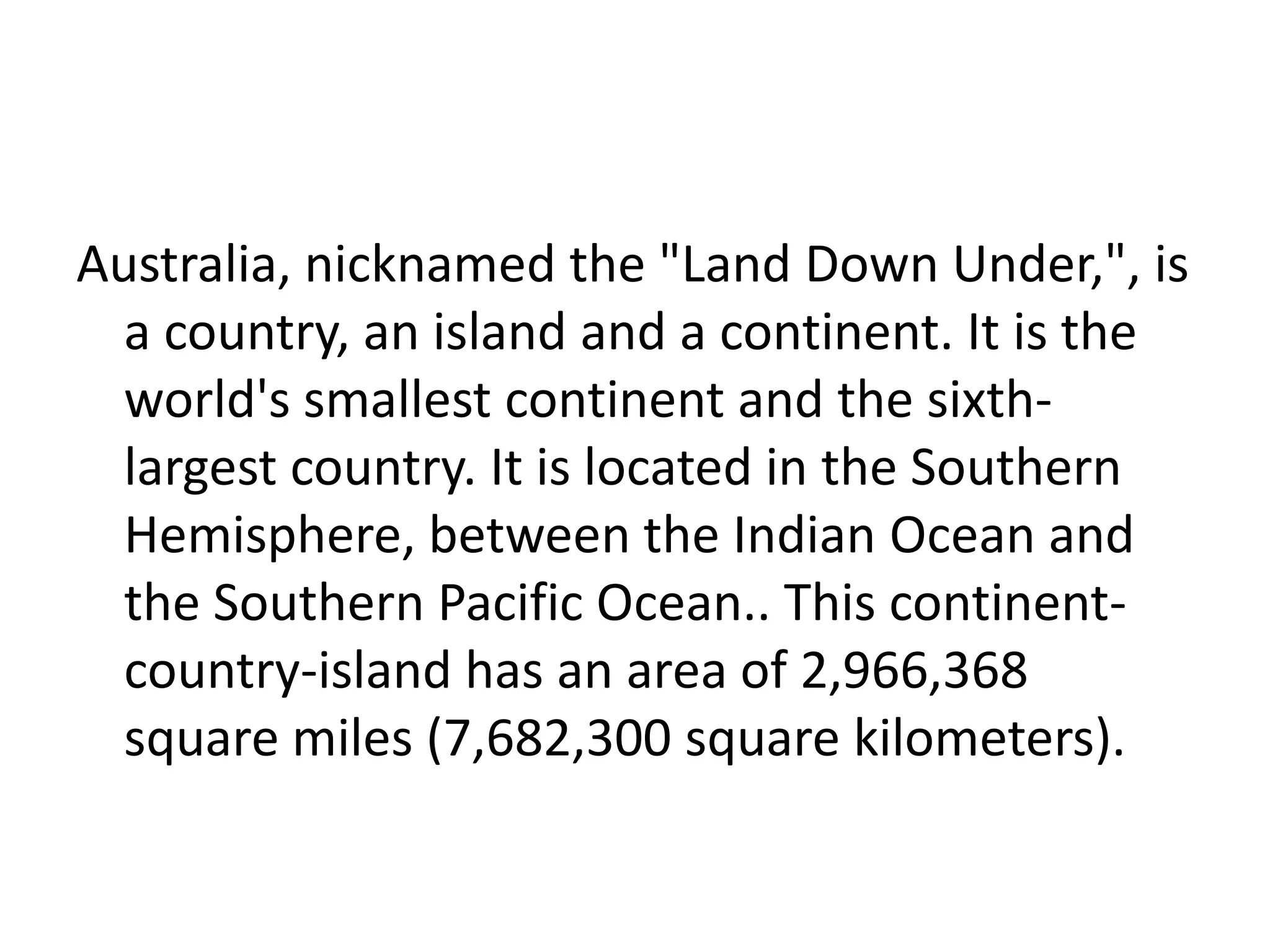 Australia the land down under | PPTX