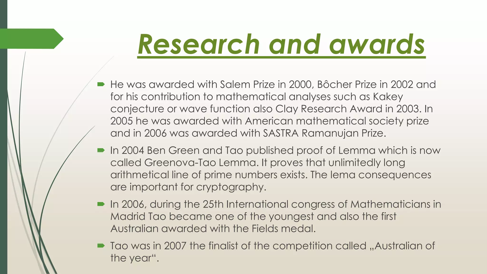Australia and its mathematician Tao | PPTX