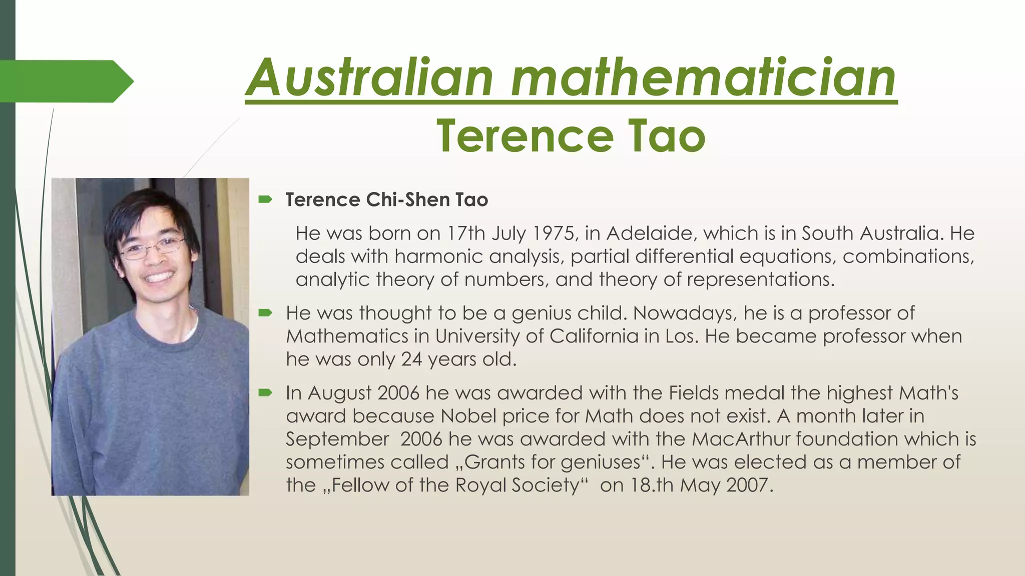 Australia and its mathematician Tao | PPTX