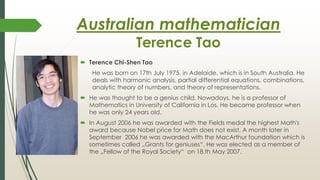 Australia and its mathematician Tao | PPTX