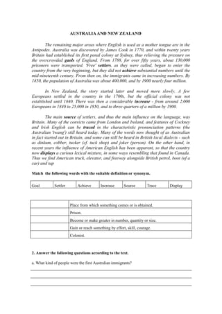 Australia and new zealand_reading | DOC