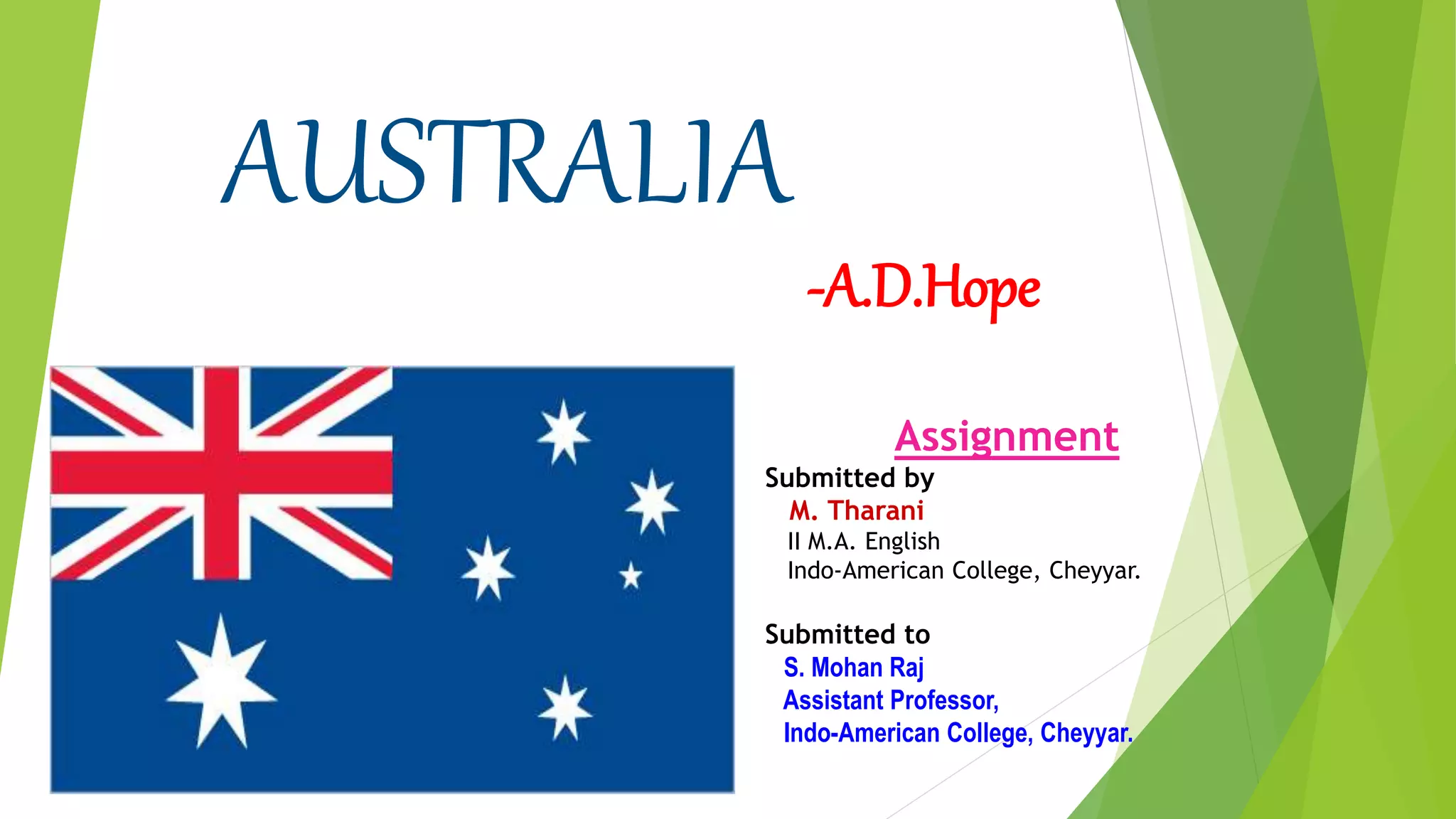 Australia Poem by A.D.Hope