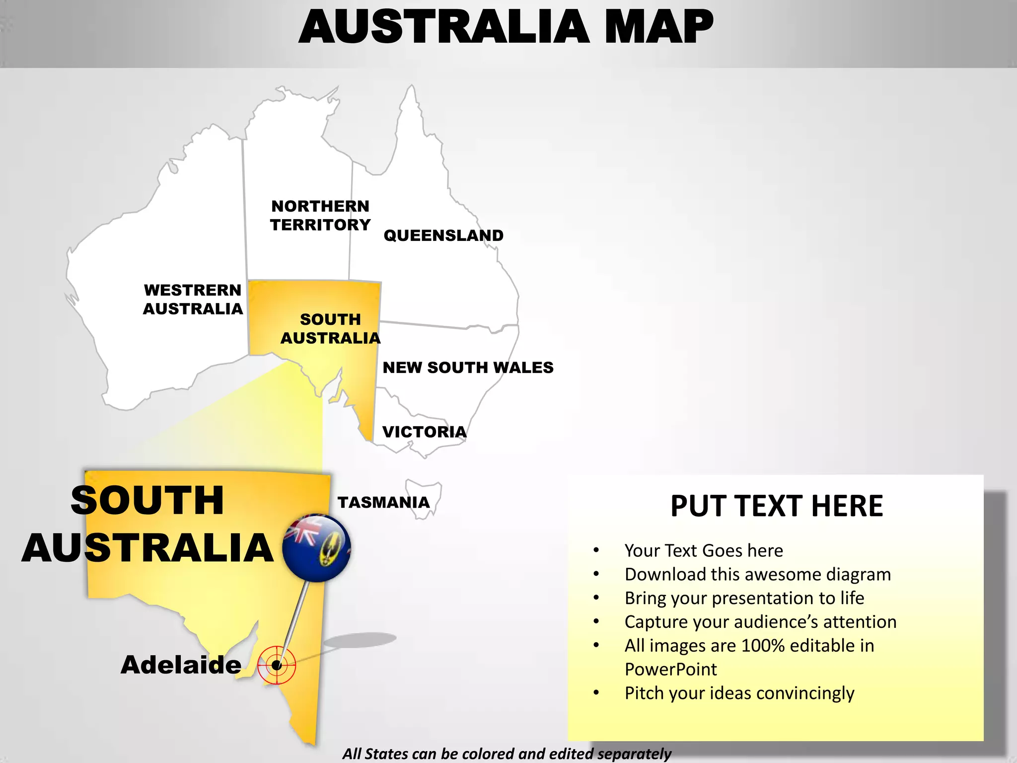 Australia editable continent map with countries | PPTX